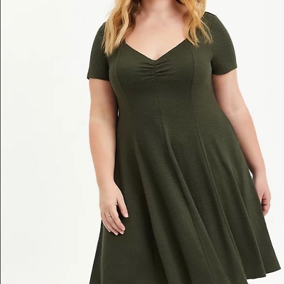 torrid | Dresses | Torrid Ribbed Knit Fit And Flare Midi Dressolive ...